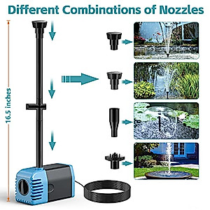 POPOSOAP Solar Water Pump 12W,Solar Water Fountain Pump with 12 Watt 18V Solar Panel, 160GPH Submersible Pump Adjustable Flow for Solar Fountain, Small Pond, Fish Pond, Garden, Pool, Bird Bath