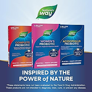 Nature's Way Women's Probiotic Pearls, Supports Vaginal and Digestive Health*, Protects Against Occasional Constipation & Bloating*, 1 Billion Live Cultures, 30 Softgels (Packaging May Vary)