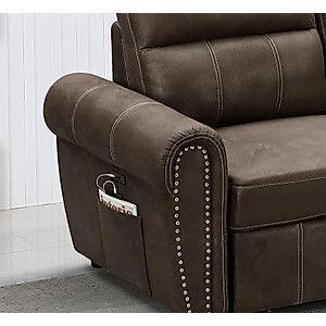 ERYE L-Shaped Oversized Reversible Convertible Tufted Sleeper Sectional Sofa with Pull Out Sleeper Couch Bed,USB Ports, Nailhead Decor Armrests and Storage Chaise for Living Room