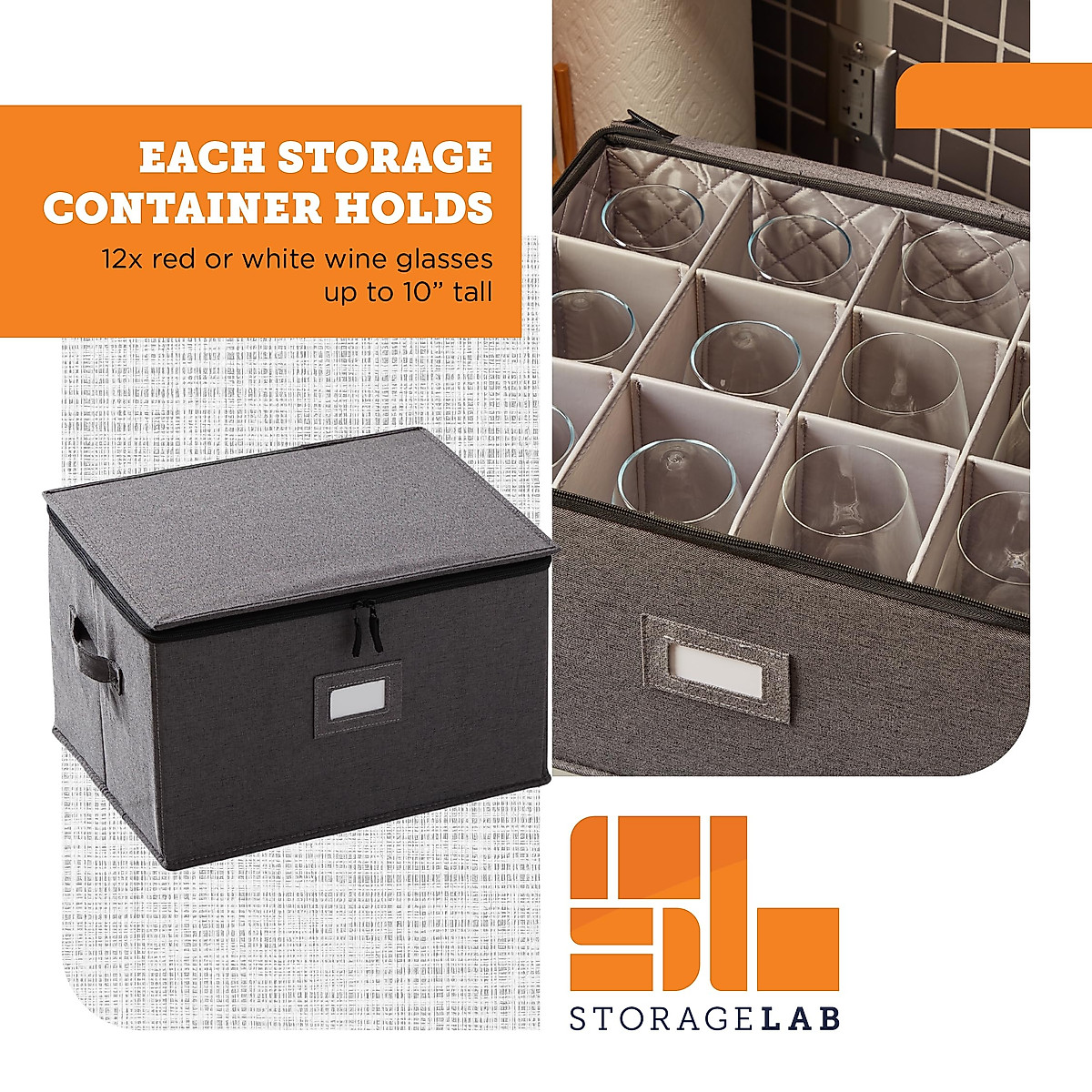 storageLAB Stemware Storage Cases (5 Piece Hard Shell Set for China Storage)