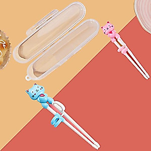 2 Pairs Kids Chopsticks - Cute Animal Cartoon Design, Plastic Training Chopsticks for Kids, Chopstick Helper/Trainer, by Bolonie