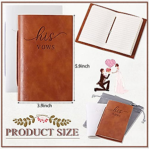2 Pcs Wedding Vow Books His and Hers Vow Books Vow Notebook for Wedding Vows Journal Wedding Day Officiant Book 5.9 x 3.9 Inch, Bridal Shower Gifts, Wedding Keepsake, 50 Pages/Pcs (White, Brown)