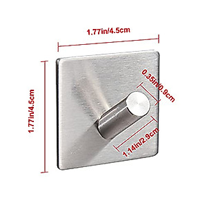 KAKOM Adhesive Bathroom Hooks, Heavy Duty 304 Stainless Steel Wall Door Hooks, Waterproof and Oilproof Kitchen Hooks (2Pack 15lb-Self-Adhesive)