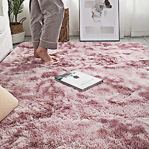 MUHE Fluffy Soft Area Rugs-Plush Rug for Girls Bedroom,Shaggy Rug for Kids Playroom,Kawaii Princess Rug,Fuzzy Rug for Nursery Baby Toddler,Cute Clorful Room Decor for Teenage (Lotus Pink,2 ft x 4 ft)