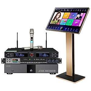 Inandonkod Karaoke Machine KV-V5 Max 2024 New Chinese Karaoke Player, with Reverb Wireless Microphone, 22 Inch Capacitive Touch Screen Free Cloud Download Function YouTube APP Online Play