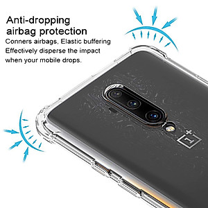 Osophter for Oneplus 7T Pro Case Clear Transparent Reinforced Corners TPU Shock-Absorption Flexible Cell Phone Cover for One Plus 7T Pro 5G McLaren (Clear)