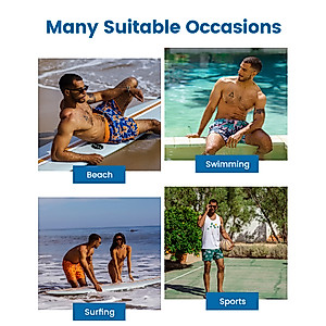 maamgic Mens Swim Trunks with Compression Liner 5" Stretch Beach Shorts Quick Dry with Zipper Pockets No-Chafing Board Shorts Black-Pink Shark L