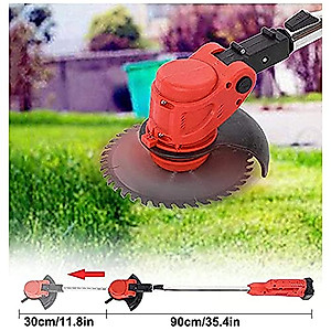 Battery Powered Weed Eater Edger Lawn Tool Cordless Trimmers Lawn Edger String Trimmer with Batteries & Replace Blades for Yard Garden,red