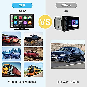 Carpuride 2023 Newest Wireless Apple Carplay & Android Auto,7 Inch Full HD Touch Screen Portable Car Radio Receiver,Car Stereo with Mirror Link, Google, Bluetooth