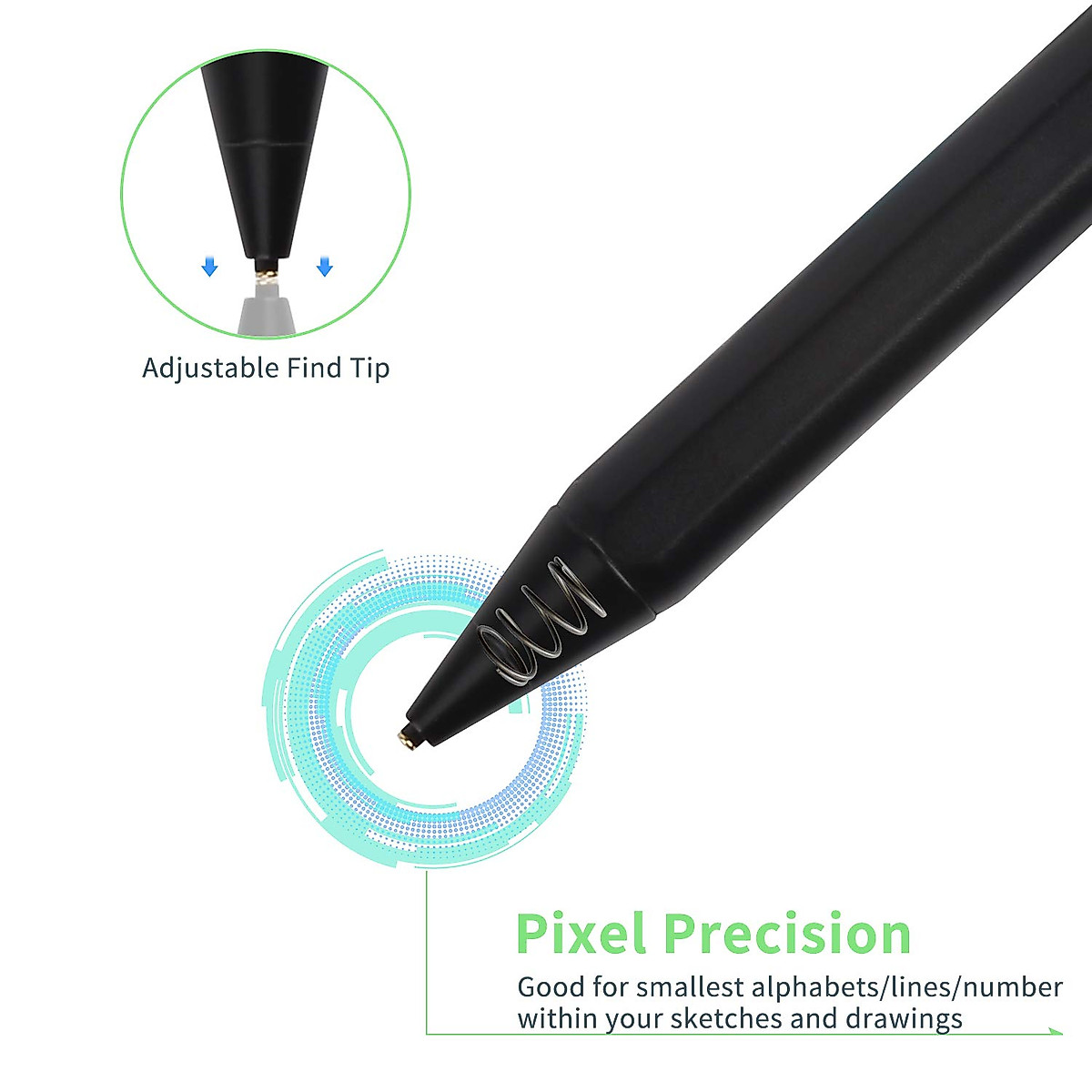 Electronic Stylus for iPad 5th Generation 9.7" 2017 Pencil,Type-C Rechargeable Active Capacitive Pencil Compatible with Apple iPad 5th Gen 9.7-inch Stylus Pens,Good on iPad Drawing Pen,Black