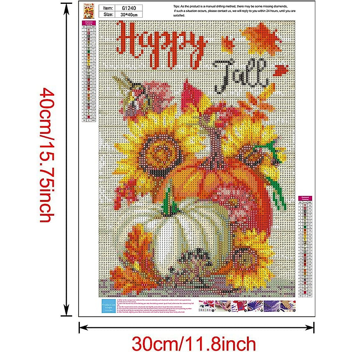 GESOON Fall Diamond Painting Kits for Adults Beginners Round Full Drill 5D DIY Pumpkin Diamond Art Kits Sunflowers Picture Art for Home Wall Decor 12x16inch