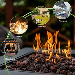 Hooseng Propane Fire Pit Table, 28 Inch Outdoor Gas Firepit 50,000 BTU with Lid and Lava Rock, Adjustable Flame Apply to Outside Patio, Garden, Backyard