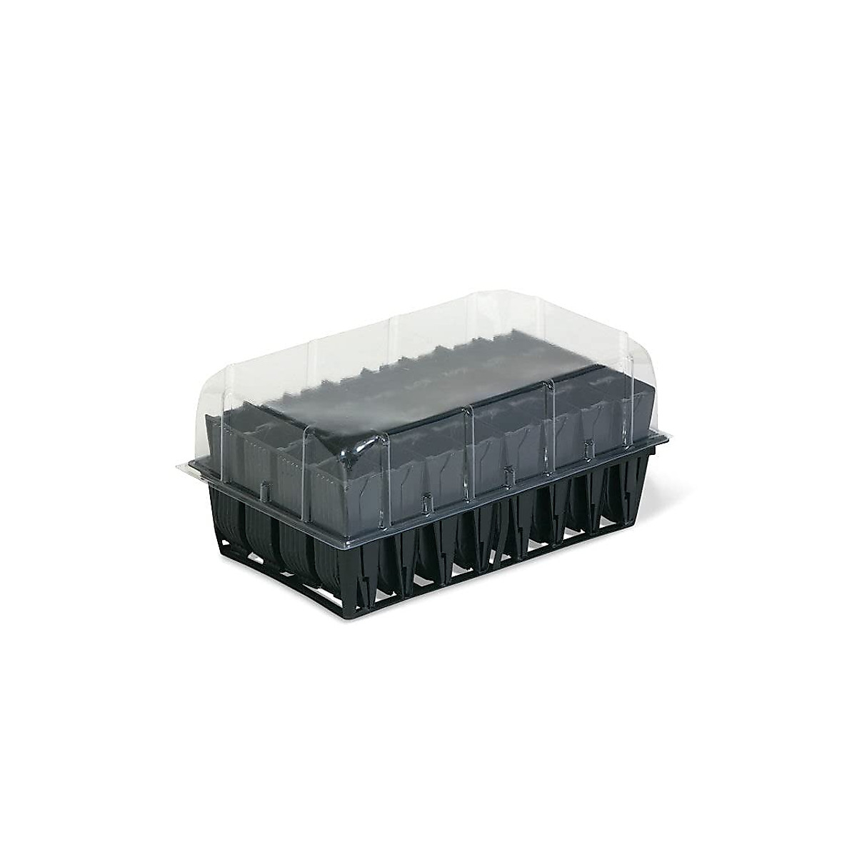 Deep Rootrainer Seed Starter, Plastic 11-1/2" L x 9" W x 3-1/2" H Overall, 32 Cells 1-1/2" Square x 5" H Each, Holding Tray and Dome Included, Promotes Downward Root Growth, Reusable