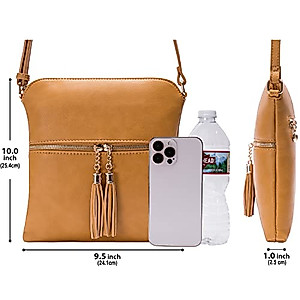 Solene Womens Lightweight Medium Crossbody Purse with Tassel, Perfect Size Crossbody Bags for Daily Use, travel - LP062 (MUSTARD)