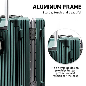 DwanNuts Carry On Luggage with Cup Holder and Usb Port, Aluminum Frame, Front Compartment, TSA Lock, 22x14x9 Airline Approved Hardside Suitcase with Spinner Wheels(Dark Green, 20-lnch)