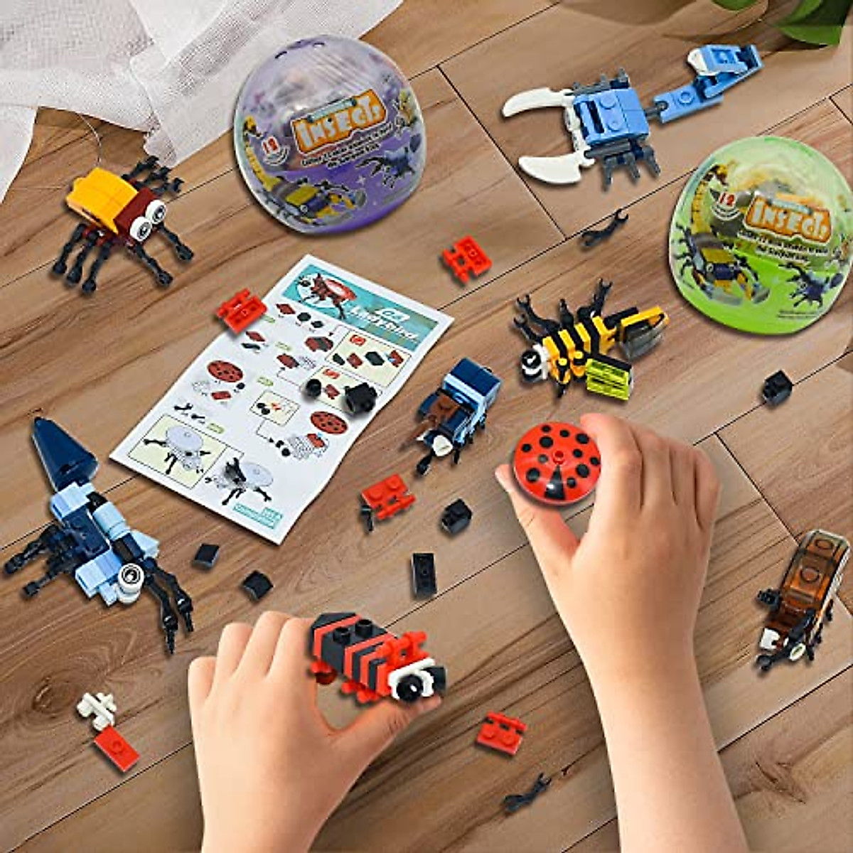 WINGIFT 12 Pcs Scorpion Building Blocks Set-12 in 1 Pre Filled Easter Eggs, Egg Surprise Animal Toys, Easter Egg Hunting,Easter Basket Stuffers,Party Favor for Kids,Birthday,Goodie Bag,Carnival Prizes