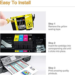 E-Z Ink (TM) Remanufactured Ink Cartridge Replacement for Epson 220 XL 220XL T220XL to use with WF-2760 WF-2750 WF-2630 WF-2650 WF-2660 XP-320 XP-420 XP-424(4 Black, 2 Cyan, 2 Magenta, 2 Yellow)10Pack