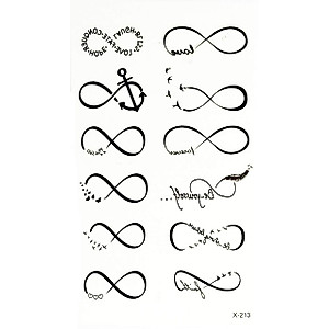 Mini Tattoos 2 Sheets Anchor Heart Bird Eight Infinity Lines Cartoon Tattoos Art Stickers Waterproof Temporary Painting Make up Sexy Body Fake Tattoo for Men Women Teens (01)