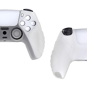 eXtremeRate PlayVital Glow in Dark - Green Guardian Edition Ergonomic Soft Anti-Slip Controller Silicone Case Cover for ps5, Rubber Protector Skins with Joystick Caps for ps5 Controller