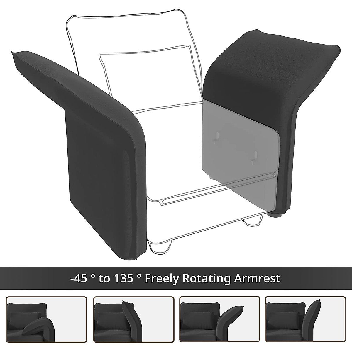 LLappuil Modular Pair of Side Armrest Backrest Module Sofa for Convertible Modular Sectional Couch Sofa Side Armrest, Backrest Grey