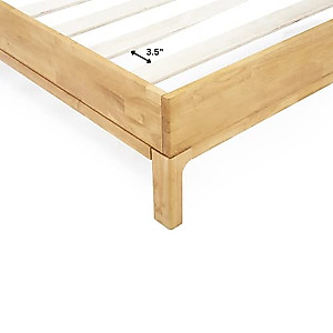 Bme Nipe 14 Inch Deluxe Bed Frame with Adjustable Headboard - Rustic & Bohemian Unique Style with Acacia Wood - No Box Spring Needed - 12 Strong Wood Slat Support - Easy Assembly - King, Natural