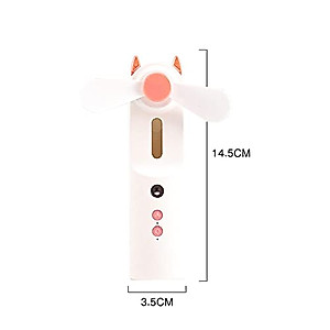 JZRH USB Mini Folding Electric Fan Humidifier Portable Keep Air Cooler Charging Home Multifunctional Appliance Desktop Ventilation Pink Water Replenishment Meter Fan (Heart-Shaped Key)
