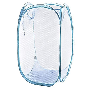 Amosfun Collapsible Laundry Baskets Hamper mesh Basket Large- up hampers Foldable popup- Foldable Easy Open Mesh Laundry Clothes- Hamper Basket for College Dorm (Black)