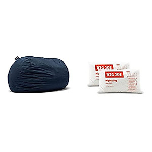 Big Joe Fuf XXL Foam Filled Bean Bag Chair with Removable Cover, Cobalt Lenox, 6ft Giant & Bean Refill 2Pk Polystyrene Beans for Bean Bags or Crafts, 100 Liters per Bag