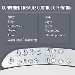 XCQQ Bidet Toilet Seat Elongated, Bidet Warm Water Rear & Front Oscillating Wash, Heated Toilet Seat, Warm Air Dryer, Soft Close Toilet Lid, Night Light, Smart Toilet Seat with Bidet Requires Outlet