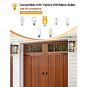 Rustic Outdoor Wall Light Fixture 13.8"H Waterproof Exterior Wall Sconces Black Metal with Clear Seeded Glass Shade Outdoor Wall Lantern for Exterior House Patio Porch,Entryway,Garage Wall Lamps