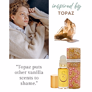 Topaz Perfume Oil Roll-On by Sage- 1/8 oz, Vegan & Cruelty-Free, Gourmand Scent, Vanilla, Sandalwood