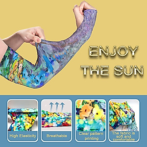 KIEMTR Gardening Sleeves,Sun Protection Arm Cooling Sleeves for Gardening,Purple Flower Sleeves to Cover Arms for Women Men (Purple Flower, 19×5×3.5IN)