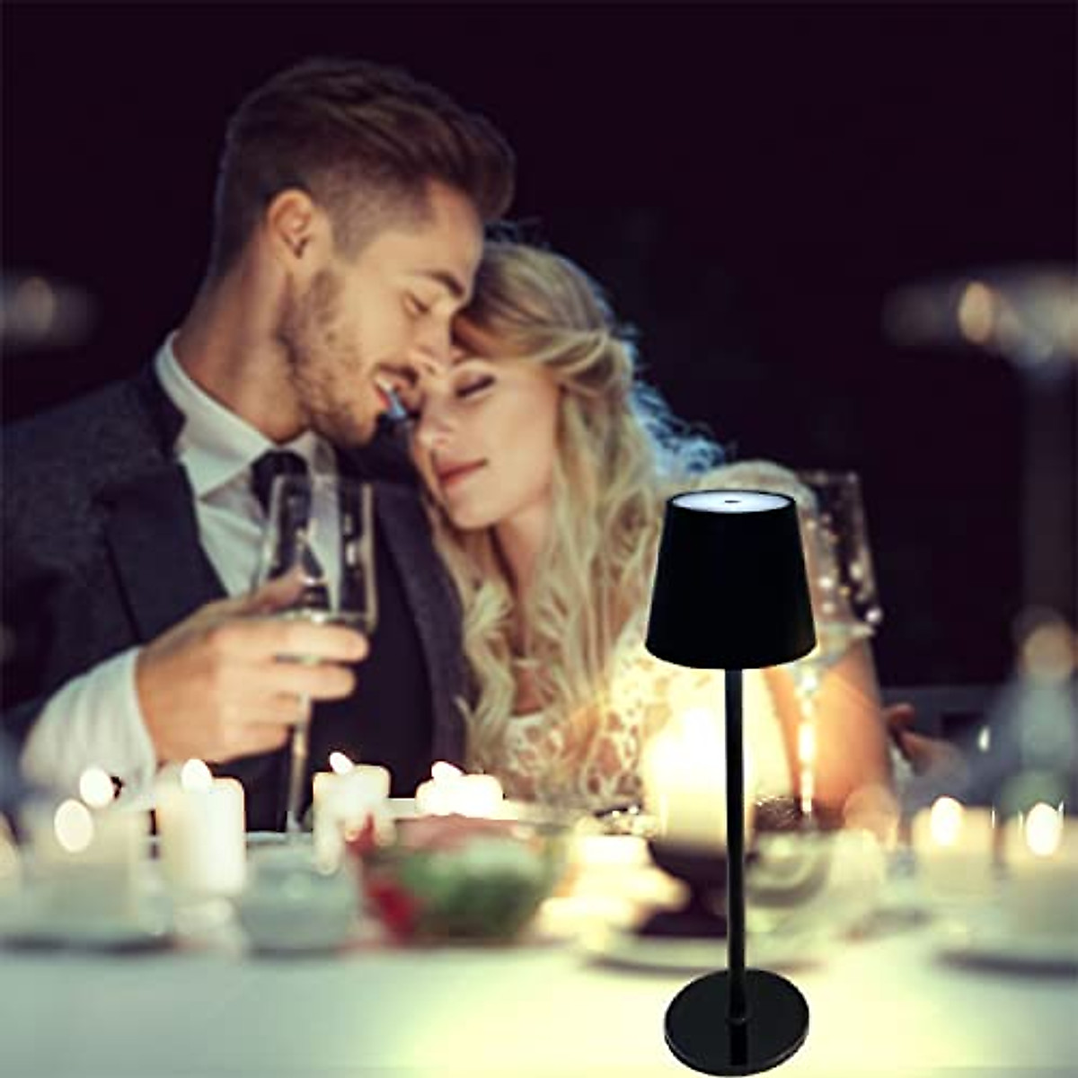 IMQSQIK Cordless Table Lamps USB Rechargeable Simplicity Desk Lamp Built-in 4600 mAh Battery LED Battery Operated lamp with Touch Control Table lamp - Bedroom/Desk/Reading/Patio(Black)