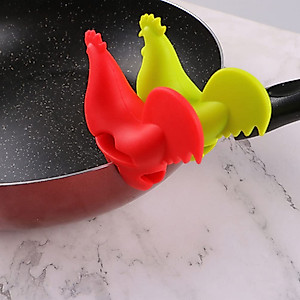 Tofficu 2pcs Anti-spill Pan Tongs Lid Holder for Pots Pot Side Spatula Support Rooster Spoon Holder Pot Fixed Clamp Kitchen Utensils Holder Crab Boil Pot Spoon Rest Multipurpose