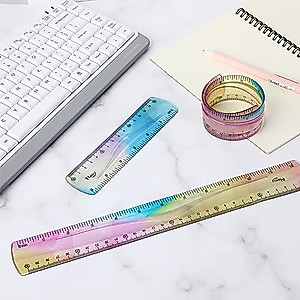 4 PCS Flexible Ruler, Bendable Ruler Soft Rulers for Kids, Colorful Bendy Plastic Rulers with Inches and Centimeters Soft Ruler for Drawing Measuring Tools for School Classroom Office Kids & Adults