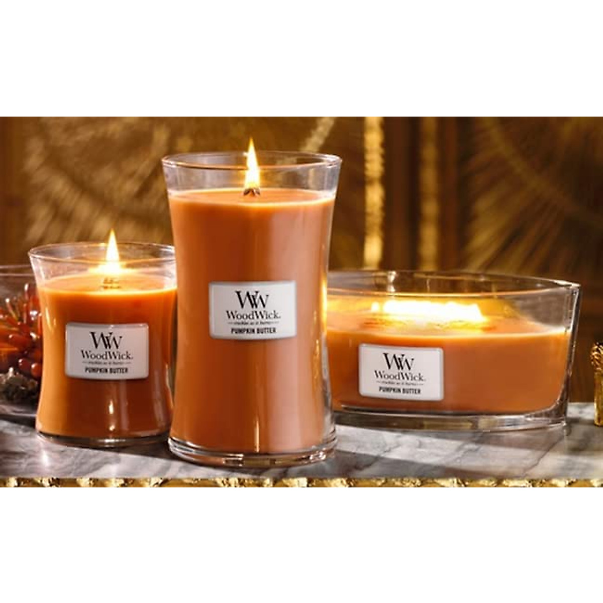 WoodWick Ellipse Scented Candle, Pumpkin Butter, 16oz | Up to 50 Hours Burn Time