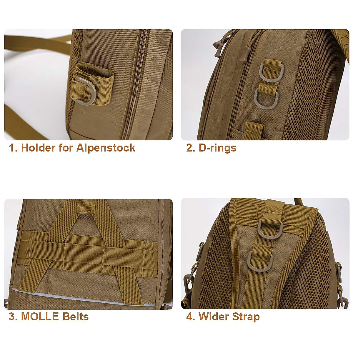 BraveHawk OUTDOORS Tactical Fishing Tackle Sling Backpack, 800D Military Nylon Oxford Multipurpose Shoulder Pack