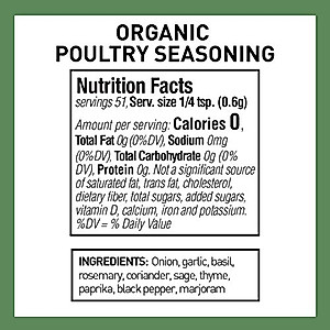 The Spice Hunter Poultry Seasoning, Organic, 1.1-Ounce Jar