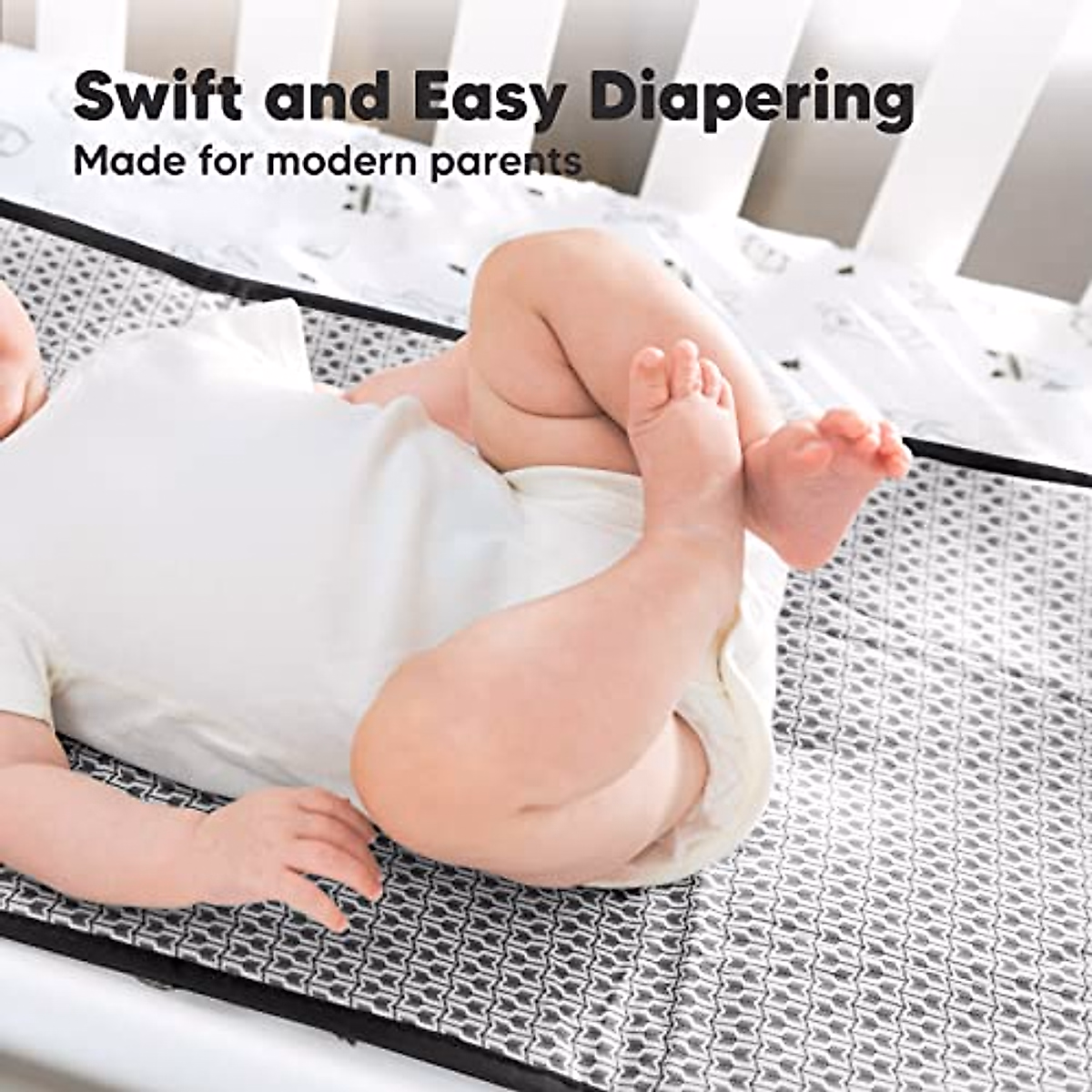 Portable Diaper Changing Pad - Waterproof Foldable Baby Changing Mat - Travel Diaper Change Mat - Lightweight Changing Pads for Baby - Baby Changer - Machine Washable (Black Geo)
