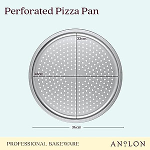 Anolon Pro-Bake Aluminized Steel Bakeware Perforated Pizza Pan, 14 Inch - Silver