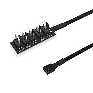 Fancasee PWM PC Fan Hub Power Supply Cable 1 to 5 Way Splitter PC Motherboard Case Fan Power Extension Cable Cord Hub for ATX Computer Case 4-Pin and 3-Pin Cooling Fans