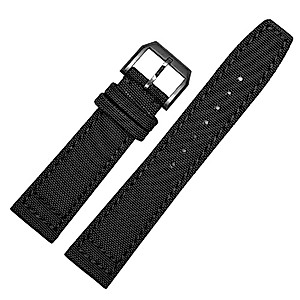 HAODEE for IWC Pilot Spitfire Timezone TopGun Strap Green Black Belts Wristwatch Straps 20mm 21mm 22mm Nylon Canvas Fabric Watch Band (Color : Khaki pin Clasp, Size : 20mm)