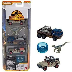 Terra Adventure Jurassic World 8 Cars Bundled with Dominion Vehicle 5-Pack Travel Squad with Mini Dinosaur Figure Velociraptor + Total Terrain Dino 5-Pack Land Sea collection & T-Rex Stickers 3-items