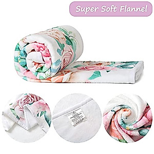 Kmivo Baby Milestone Blanket Monthly Milestone Blankets for Baby Girls Blankets Photography Background Fleece Blankets 60" X 40" inches, with Cards, Frame & Bow