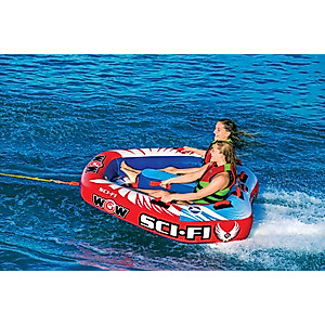 WOW Sports - SCI FI 2 Person Inflatable Towable Tube - Perfect for Kids & Adults - Secure Cockpit Seating