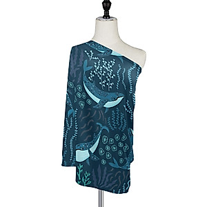 Nursing Cover Breastfeeding Scarf Underwater Humpback Whales - Baby Car Seat Covers, Stroller Cover, Carseat Canopy (2na1c)