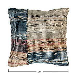 Creative Co-Op Creative Co-Op Woven Jute and Cotton Pillow, Multicolor