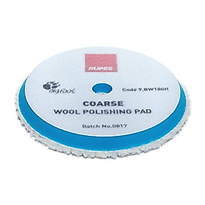 RUPES Wool Polishing pad for Car Sanding, Polishing & Waxing, Dual Action Polisher Pad, Car Cleaning Supplies for Compounding(Blue, 150/170mm, Coarse)