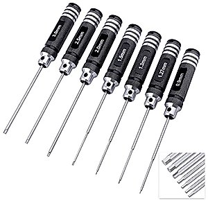 7Pcs Hex Screwdriver Set 0.9mm 1.27mm 1.3mm 1.5mm 2.0mm 2.5mm 3.0mm Hex Driver Allen Wrench RC Tool Kit for RC Car Multi-Axis FPV Racing Drone RC Quadcopter Helicopter Models