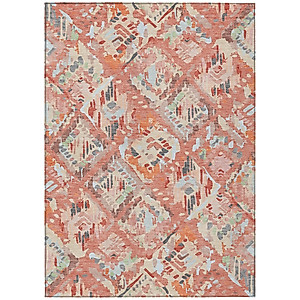 Addison Rugs Chantille ACN1328 Coral 8' x 10' Indoor/Outdoor, Machine Washable, Easy Clean, Non Shedding, Bedroom, Living Room, Dining Room, Kitchen, Patio Rug
